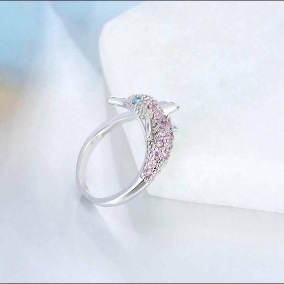 lolas_boutique_ | Jewelry | 925 Silver Dolphin Ring Adjustable Pink ...